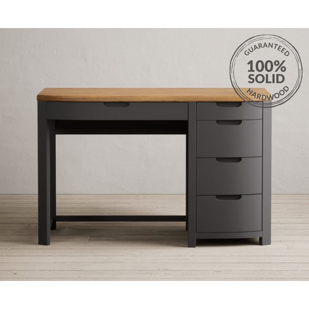 Brahms Oak and Charcoal Grey Painted Computer Desk | Oak Furniture ...