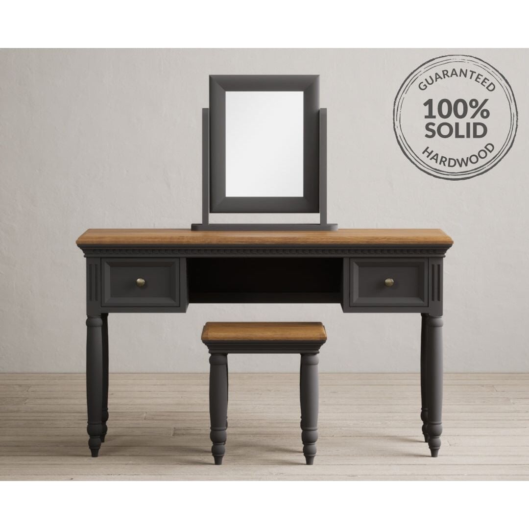 Philippe Oak and Charcoal Grey Painted Painted Dressing Table Set | Oak ...