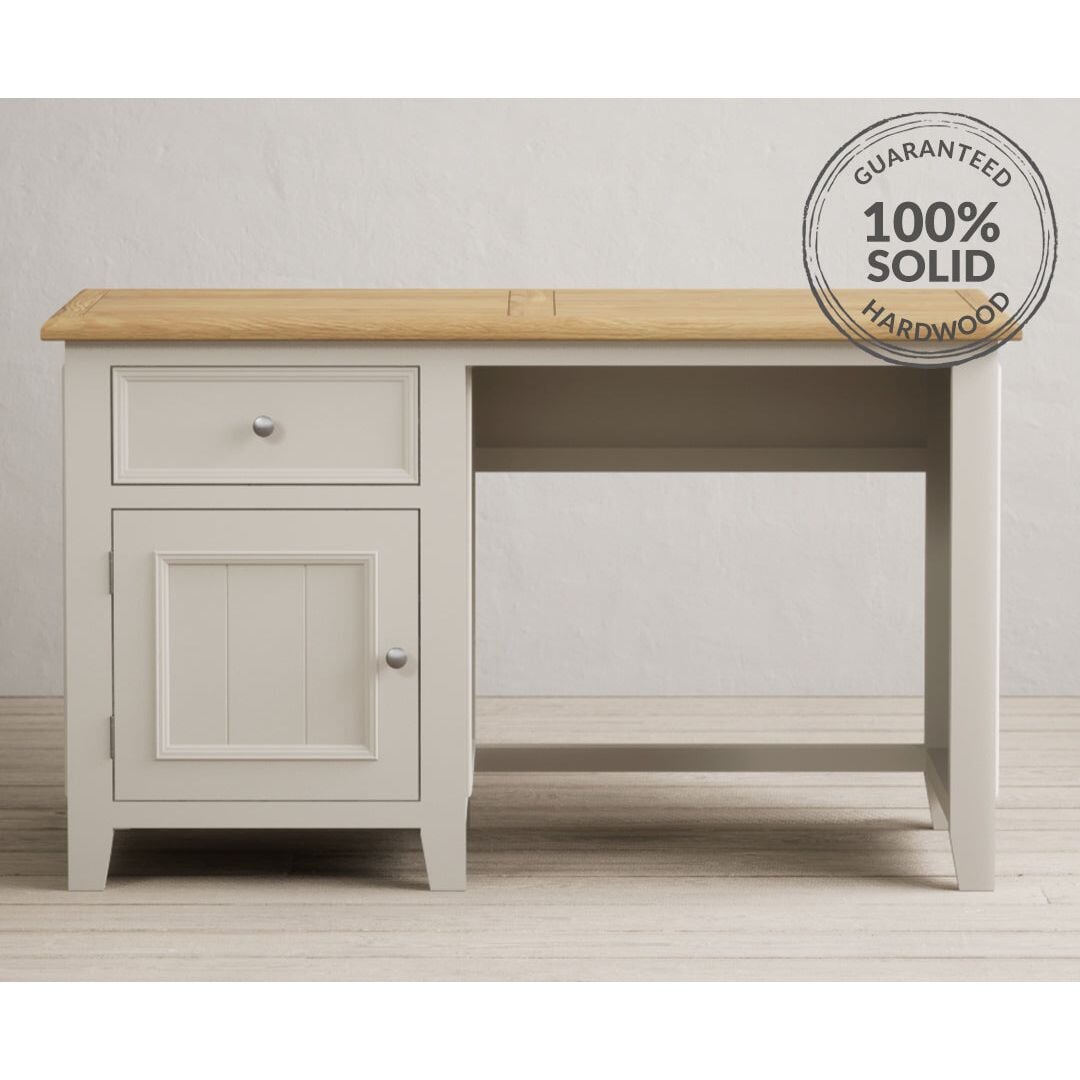 Hemsby Oak and Soft White Painted Computer Desk | Oak Furniture Superstore