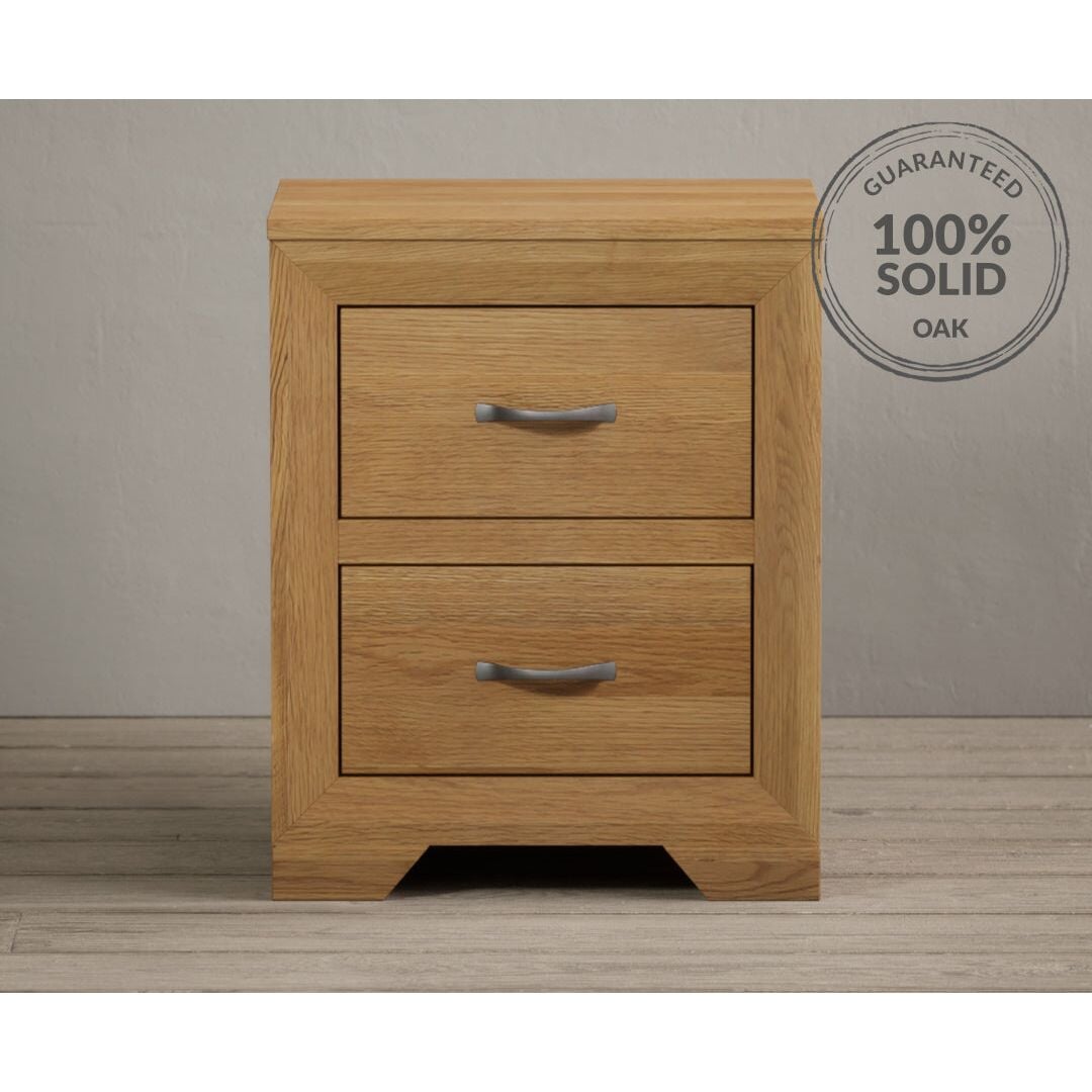 Bellingham Solid Oak 2 Drawer Bedside Chest | Oak Furniture Superstore