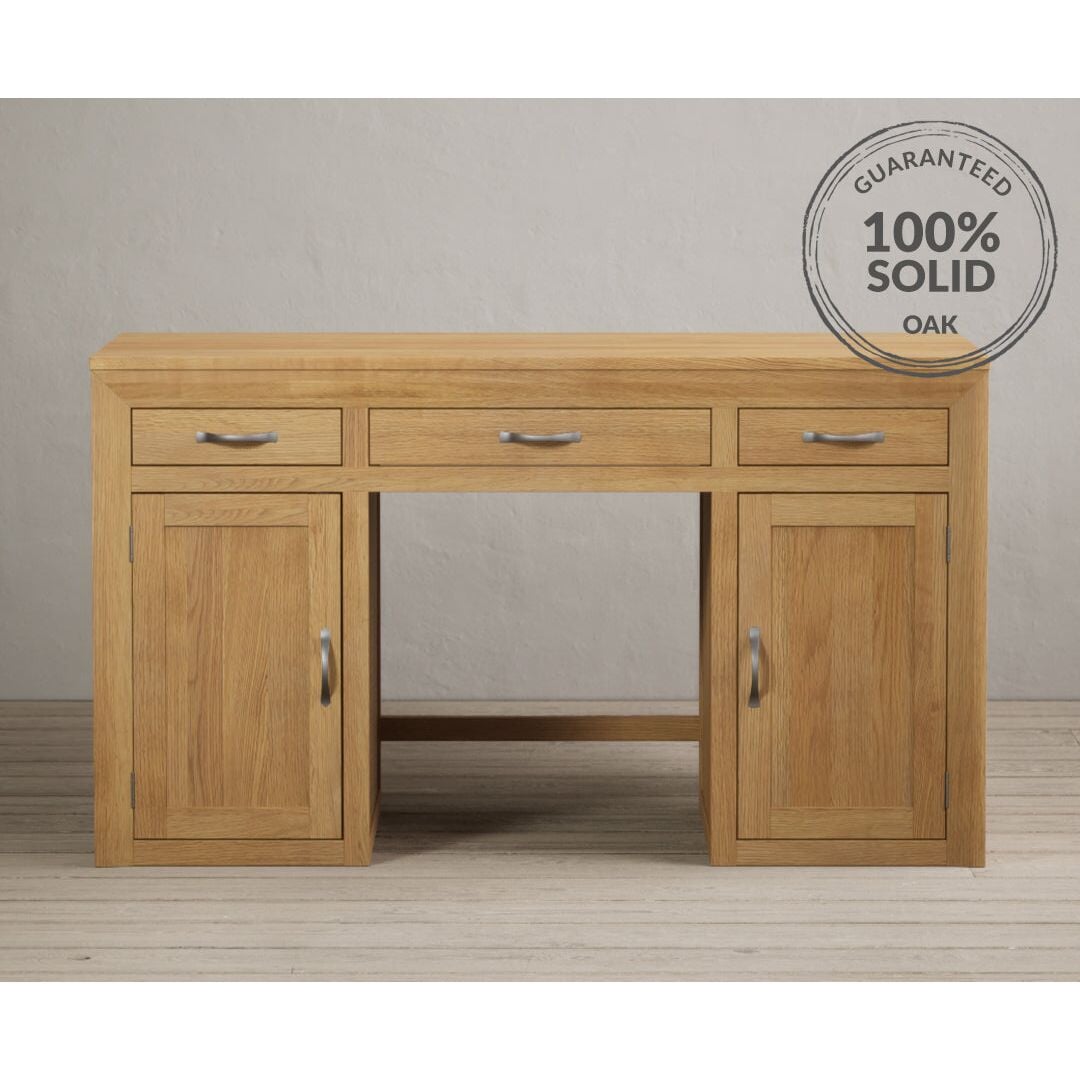 Bellingham Solid Oak Large Computer Desk | Oak Furniture Superstore
