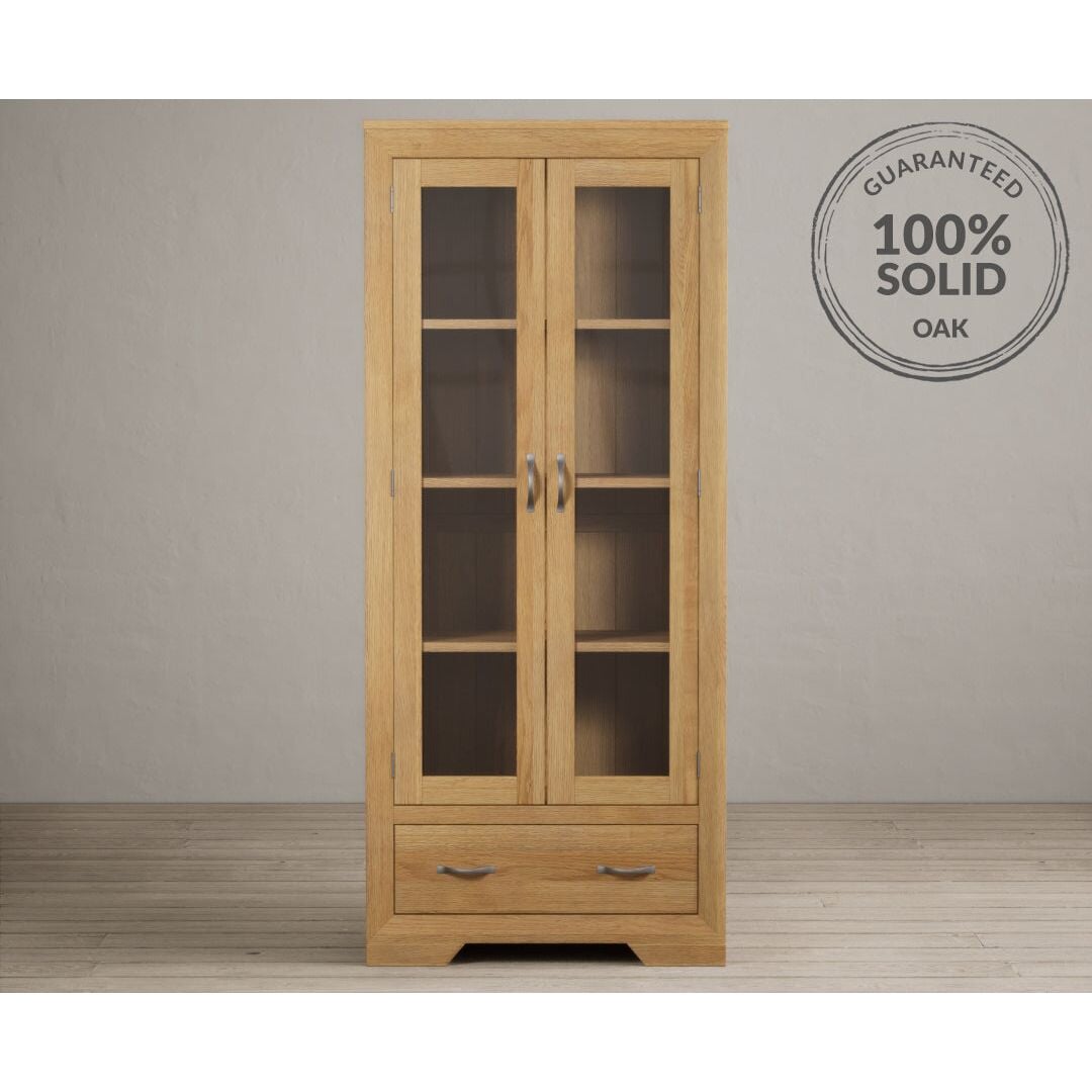 Bellingham Solid Oak Glazed Display Cabinet | Oak Furniture Superstore