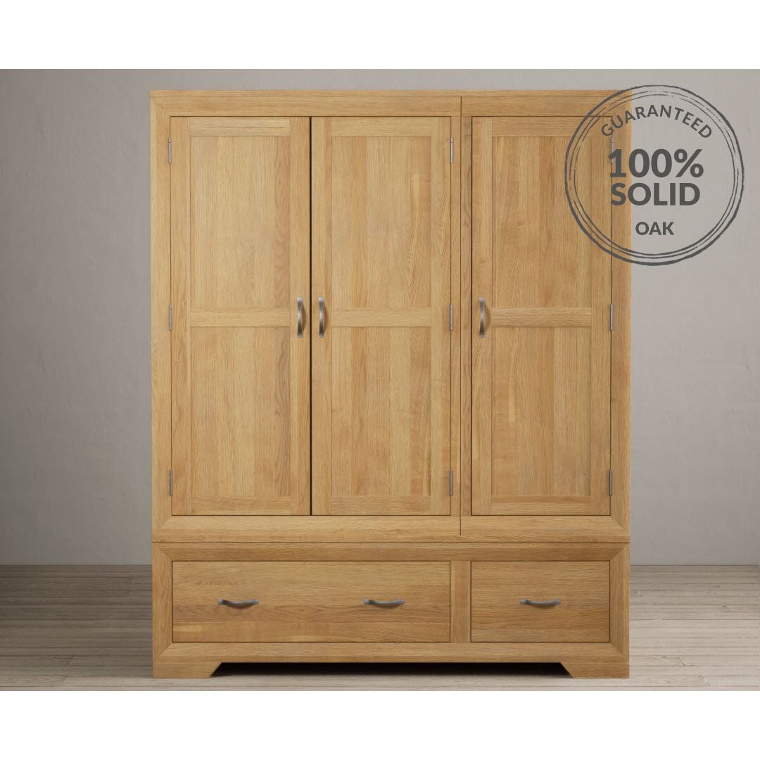 Bellingham Solid Oak Triple Wardrobe | Oak Furniture Superstore